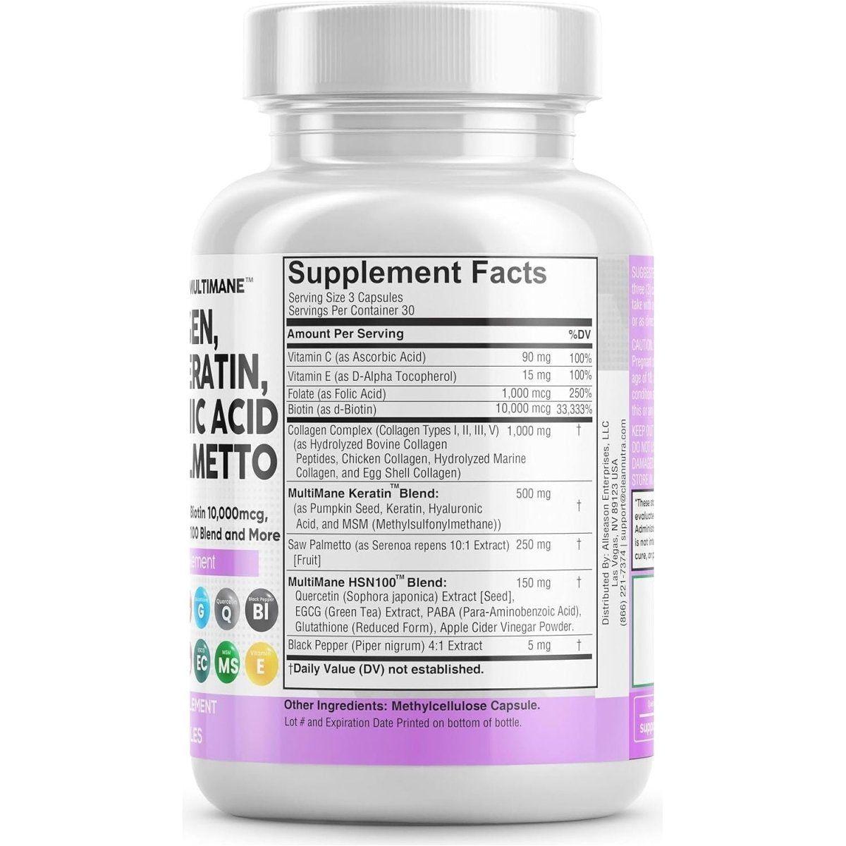 Clean Nutraceuticals Collagen Pills - 1000mg | Biotin 10,000mcg ...